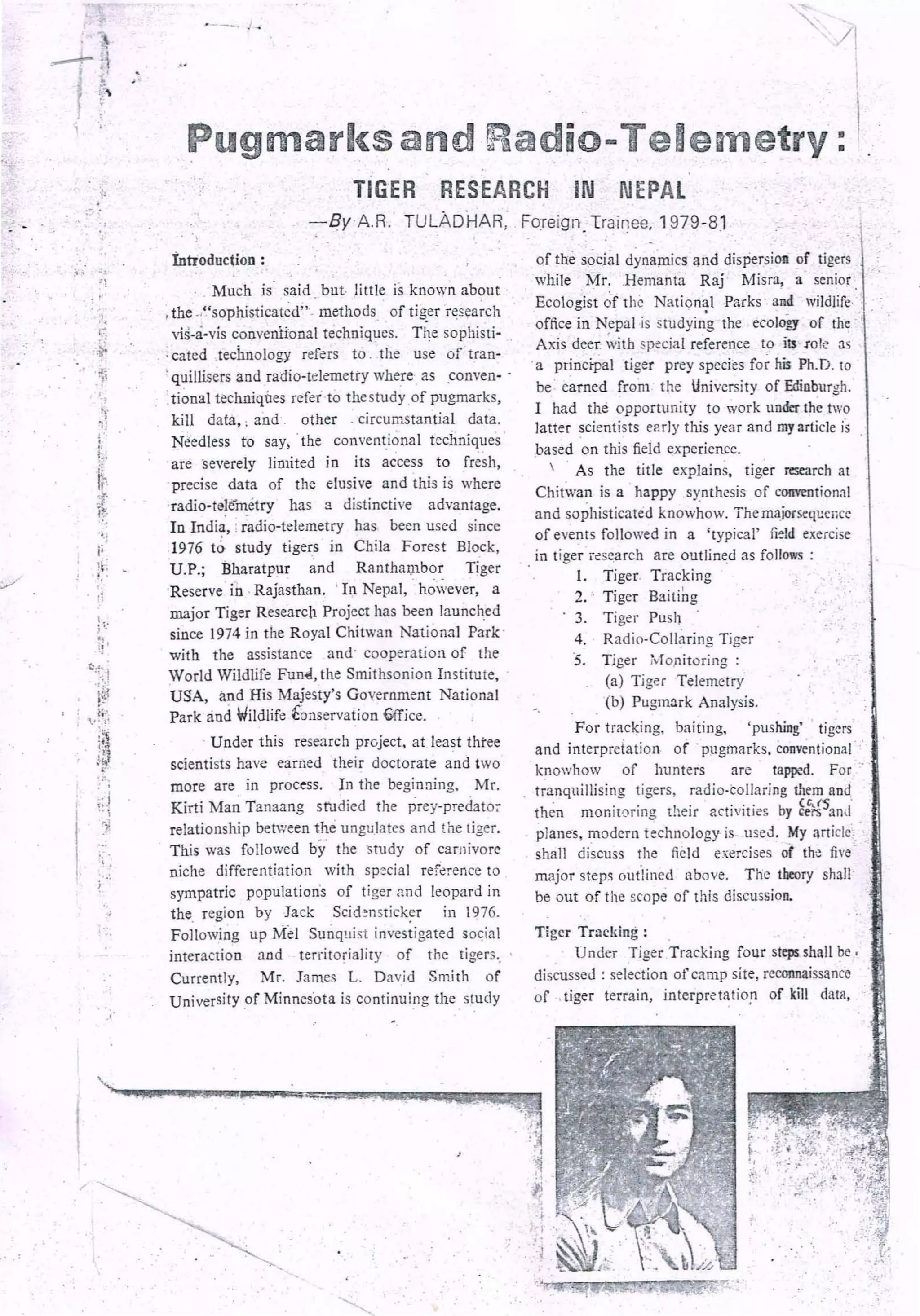 Pugmarks and Radiotelemetry : Tiger Research in Nepal | PDF