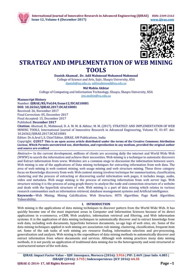 STRATEGY AND IMPLEMENTATION OF WEB MINING TOOLS | PDF