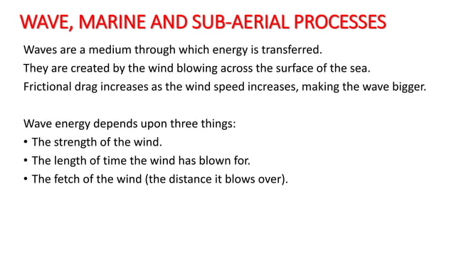 A2 CAMBRIDGE GEOGRAPHY: COASTAL ENVIRONMENTS - WAVE, MARINE AND SUB ...