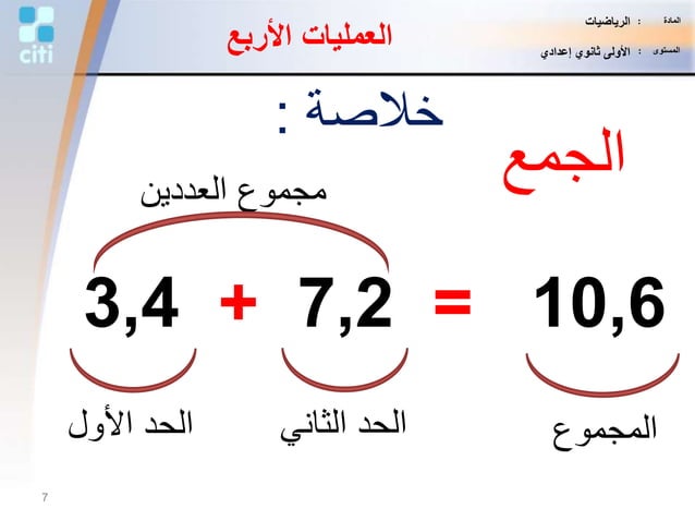 العمليات على الأعداد الصحيحة والعشرية01 | PPSX