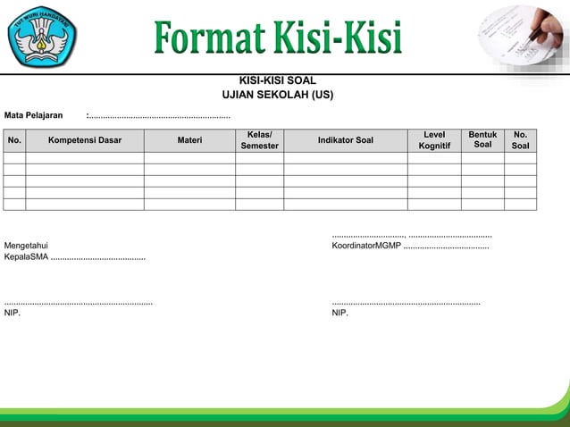 01. teknik penyusunan kisi kisi soal revisi | PPTX