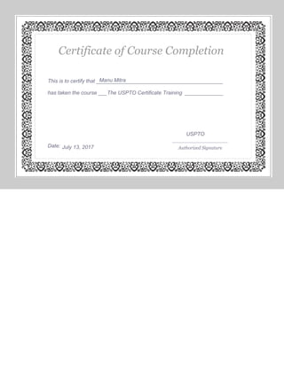 01. USPTO certificate training course | PDF