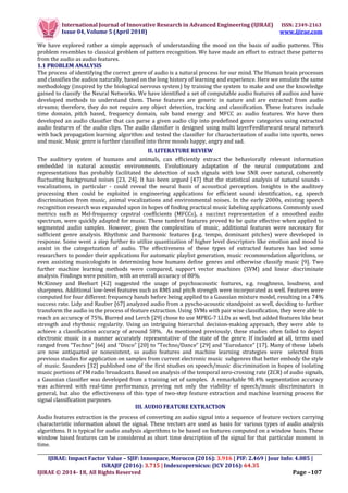 CONTENT BASED AUDIO CLASSIFIER & FEATURE EXTRACTION USING ANN TECNIQUES | PDF