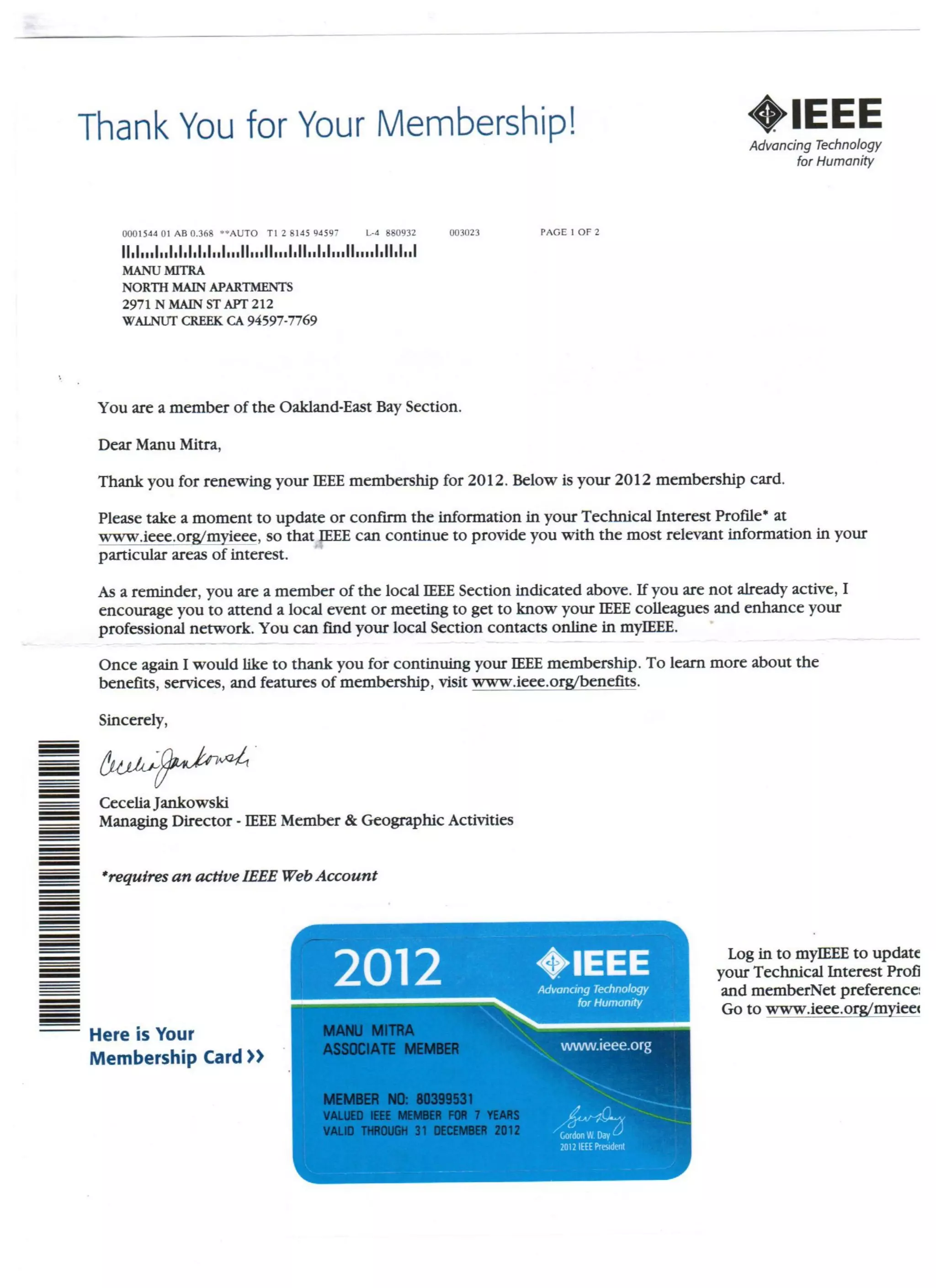 01. IEEE (Associate) Membership id 2012 | PDF