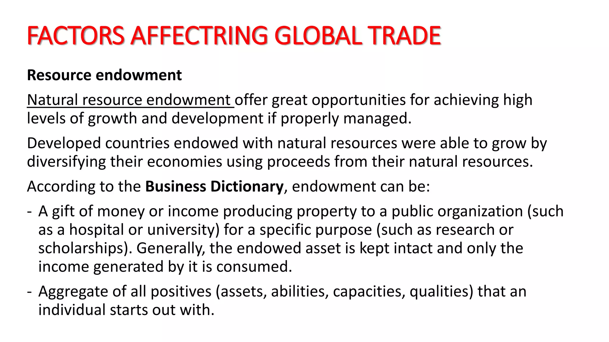 A2 CAMBRIDGE GEOGRAPHY: GLOBAL INTERDEPENDENCE - TRADE FLOWS AND ...