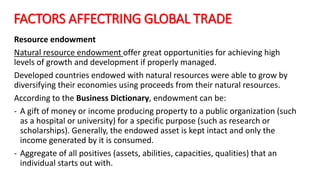 A2 CAMBRIDGE GEOGRAPHY: GLOBAL INTERDEPENDENCE - TRADE FLOWS AND ...