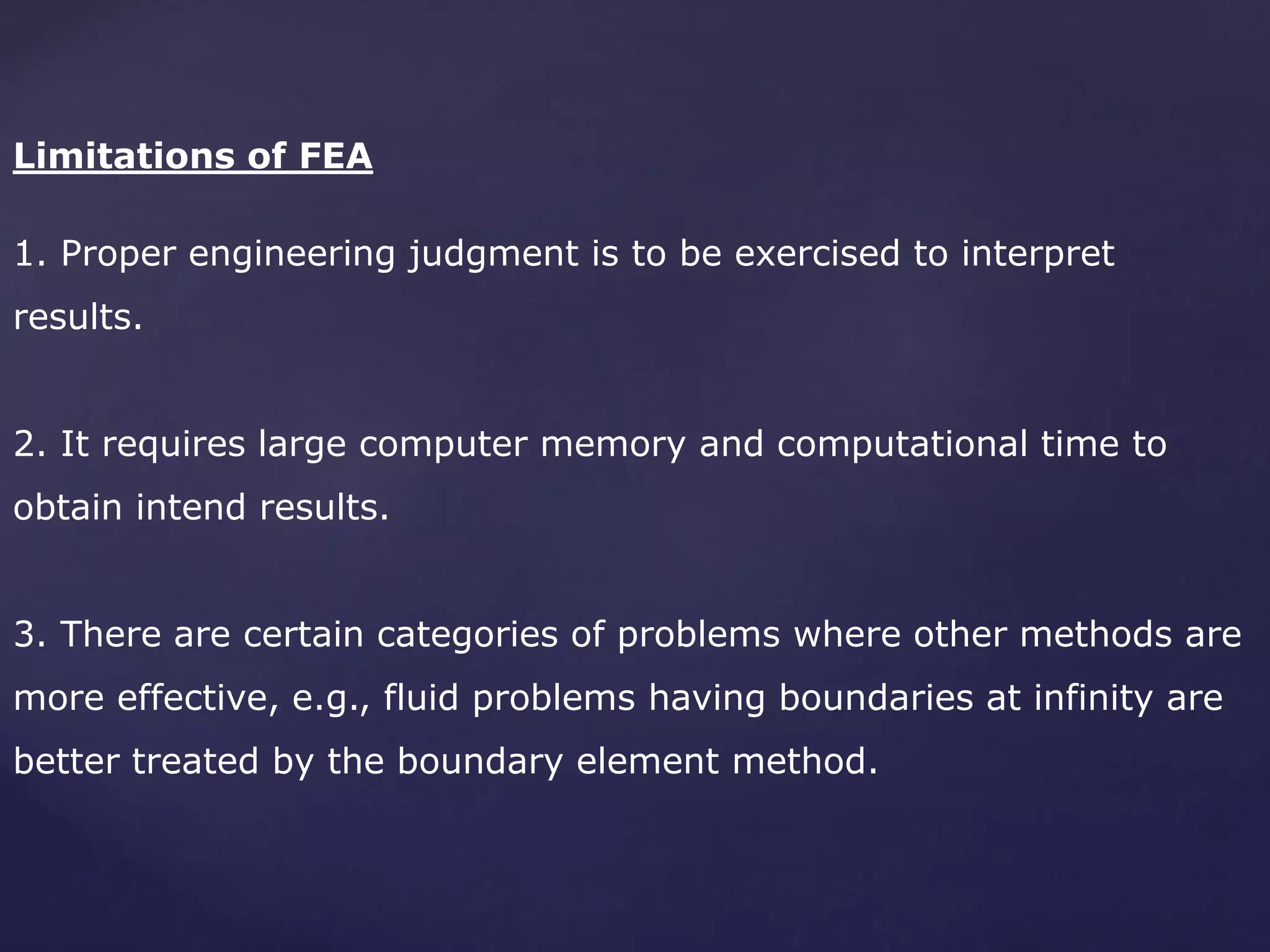 01. steps involved, merits, demerits & limitations of fem | PPTX