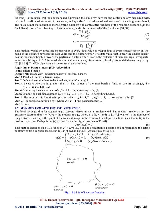 FUZZY SEGMENTATION OF MRI CEREBRAL TISSUE USING LEVEL SET ALGORITHM | PDF