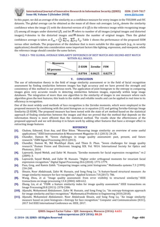 ZERNIKE-ENTROPY IMAGE SIMILARITY MEASURE BASED ON JOINT HISTOGRAM FOR FACE RECOGNITION | PDF