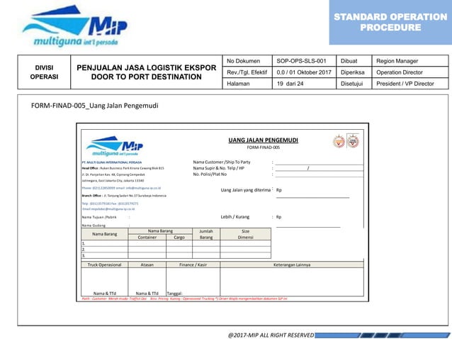 Mau Implementasi SOP & Business Process utk Perusahaan Logistic Transportation Anda? just Call ...