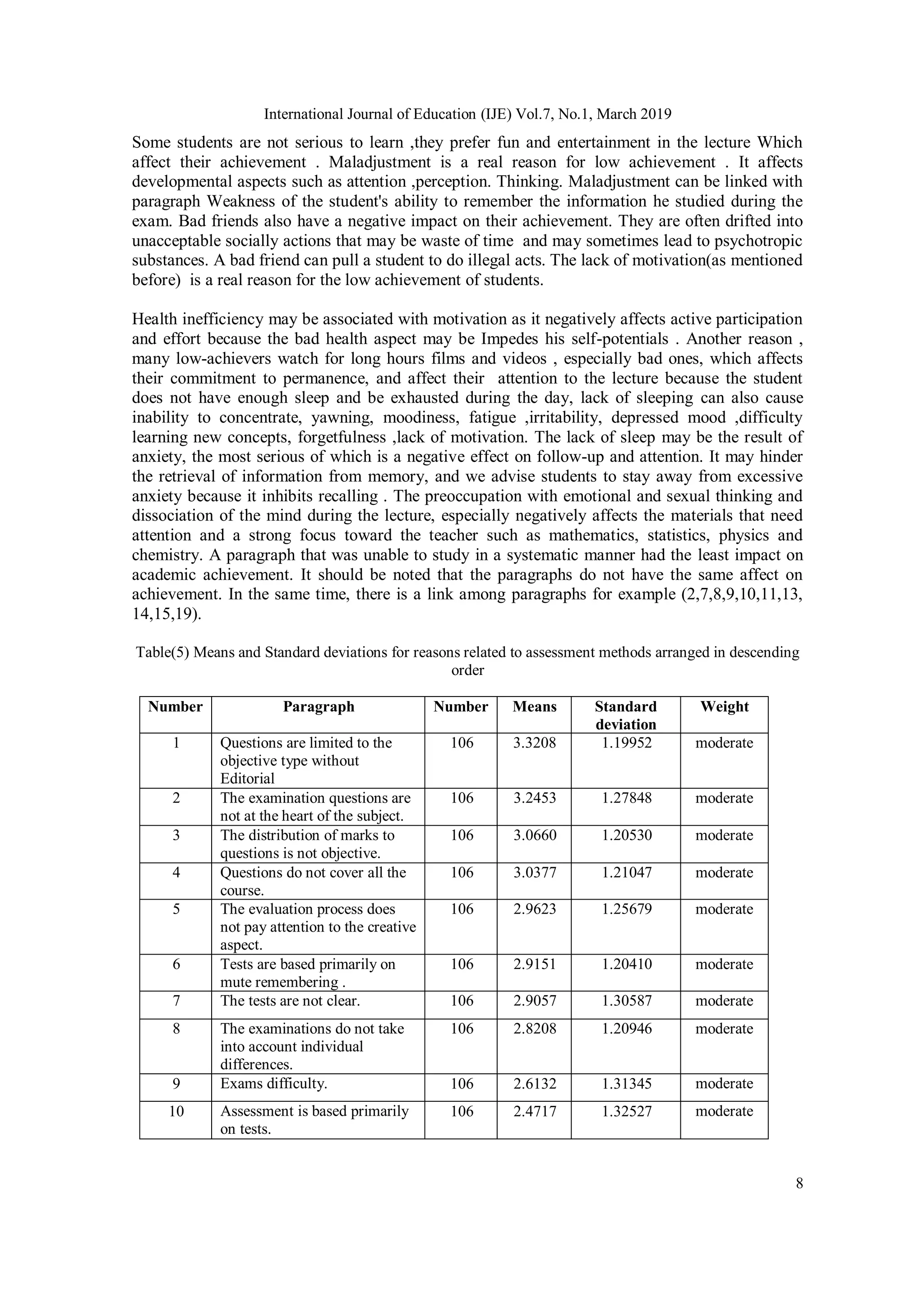 Causes of Low Achievement of University' Students from Their Points of ...