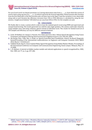 HMM APPLICATION IN ISOLATED WORD SPEECH RECOGNITION | PDF