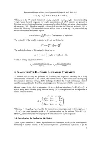 OWA BASED MAGDM TECHNIQUE IN EVALUATING DIAGNOSTIC LABORATORY UNDER FUZZY ENVIRONMENT | PDF