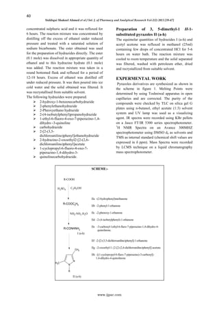 Synthesis, Characterization and Biological evaluation of substituted Pyrazole derivatives | PDF
