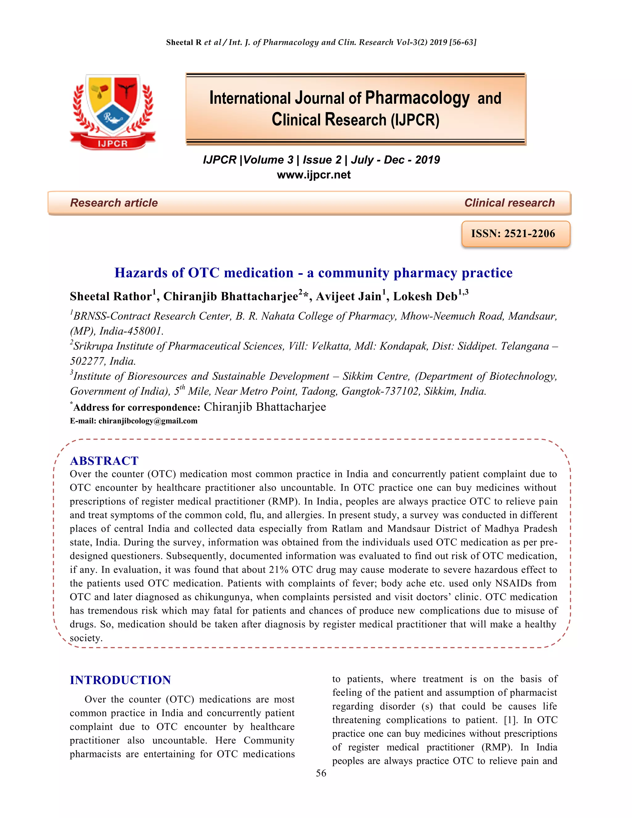 Hazards of OTC medication - a community pharmacy practice | PDF