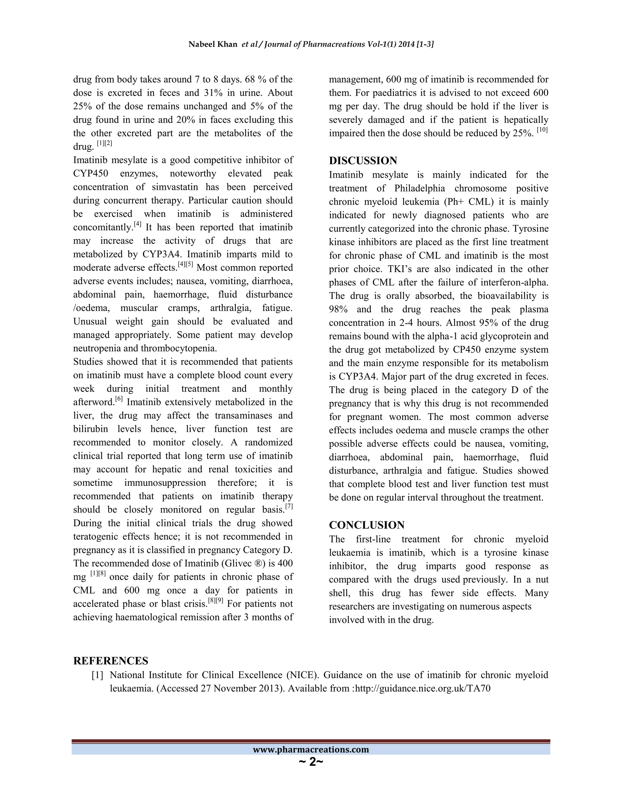 Imatinib Mesylate: A Time Tested Solution For Chronic Myeloid Leukemia ...