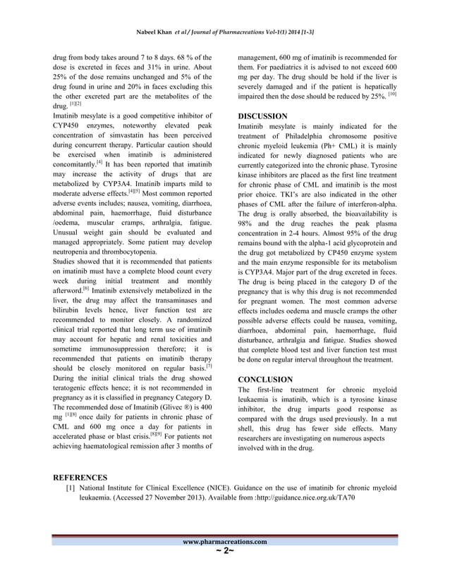 Imatinib Mesylate: A Time Tested Solution For Chronic Myeloid Leukemia ...