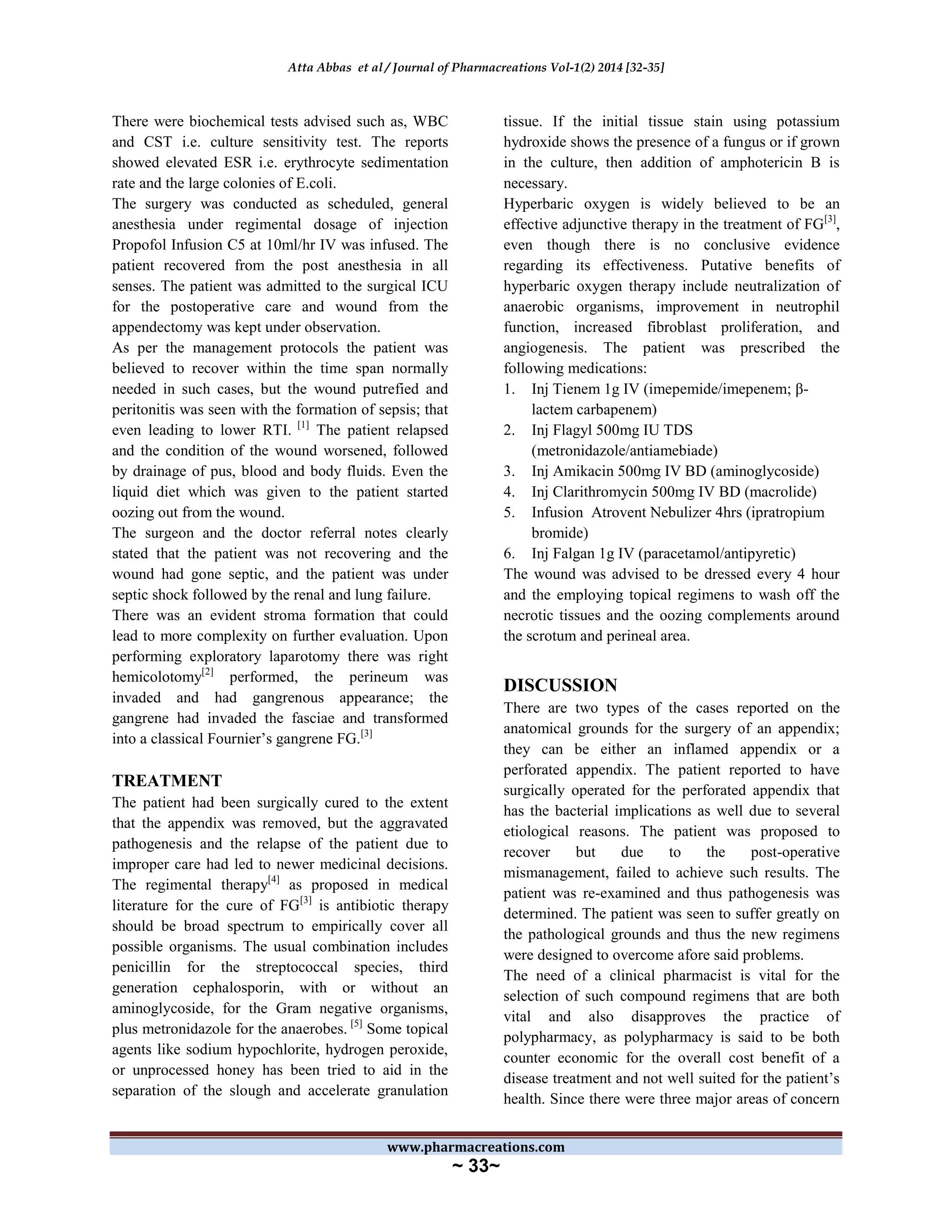 The need of clinical intervention by pharmacists in a post surgical ...