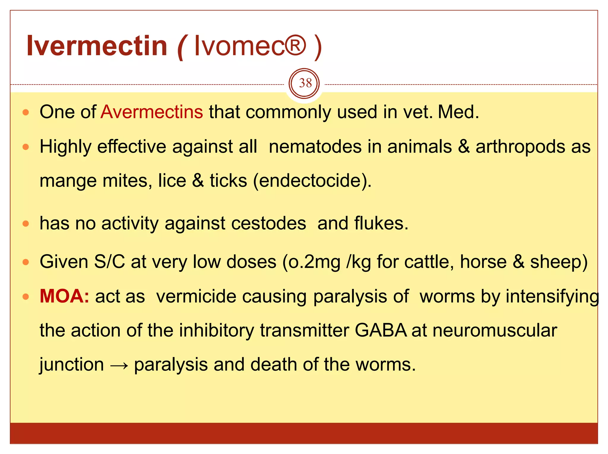 Anthelmintic drugs- Treatment - Pharmacy- Medicinal Chemistry | PDF