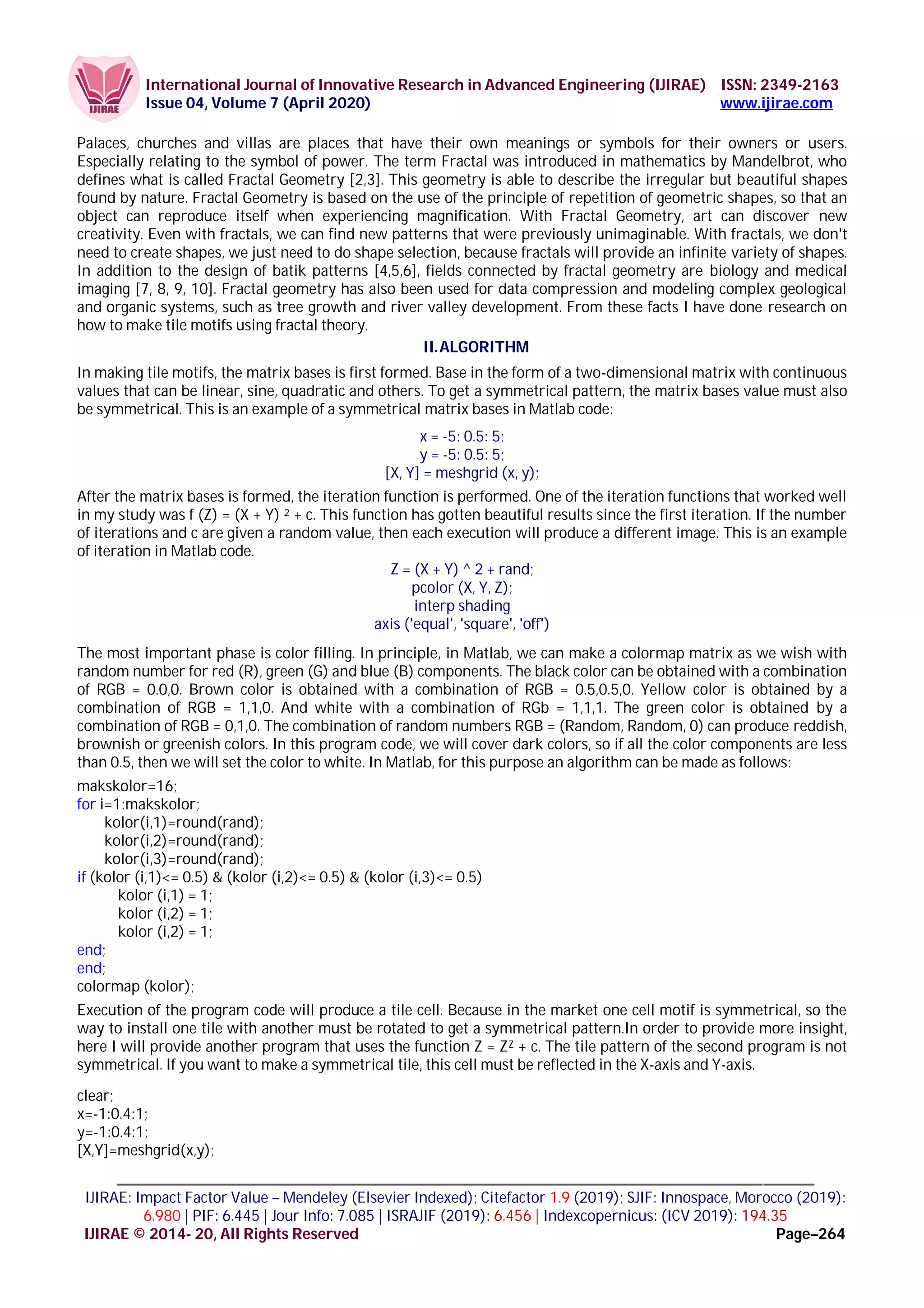 THE USE OF FRACTAL GEOMETRY IN TILING MOTIF DESIGN | PDF