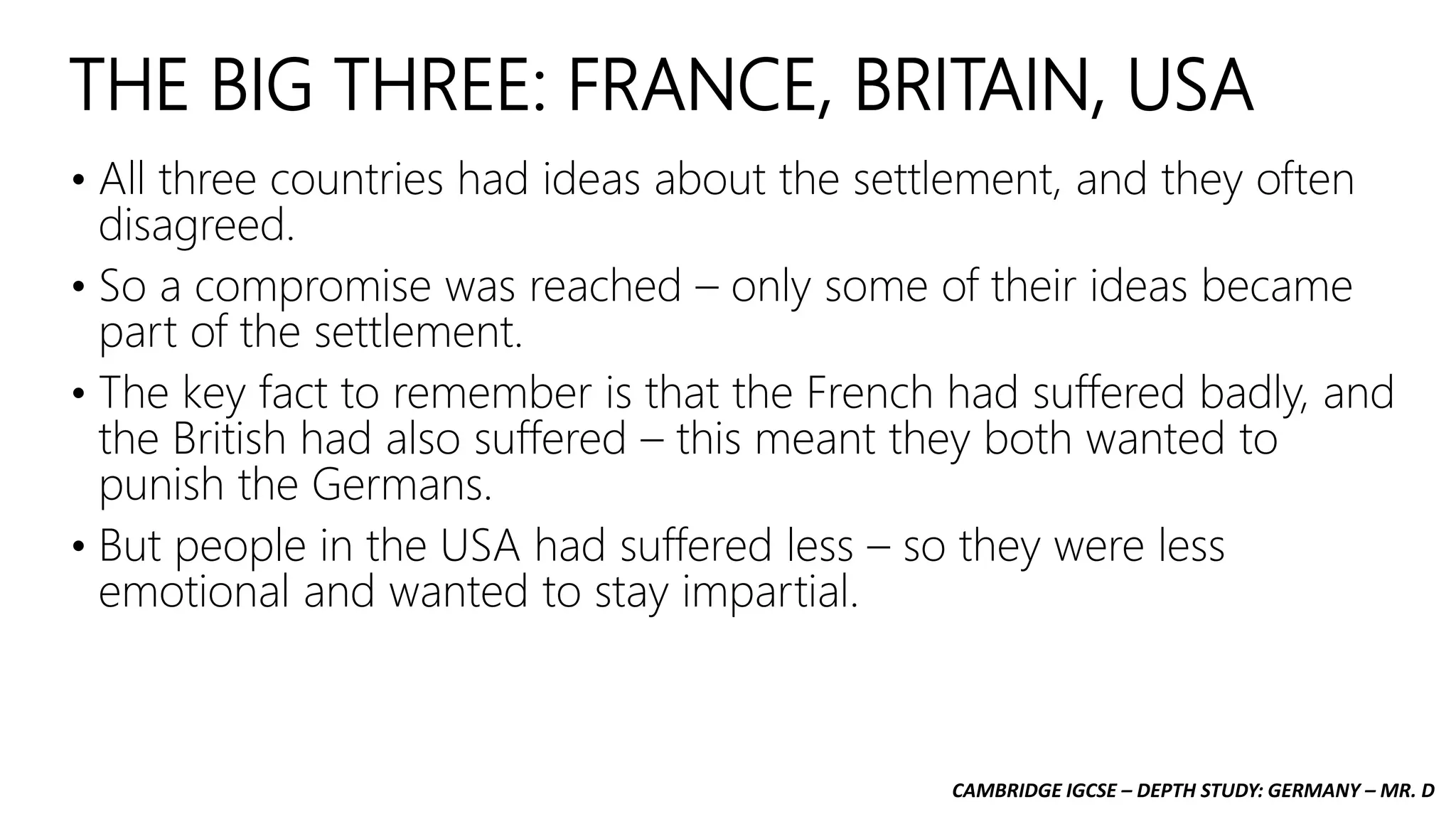 IGCSE REVISION - PEACE TREATIES: THE PEACE SETTLEMENT | PPTX
