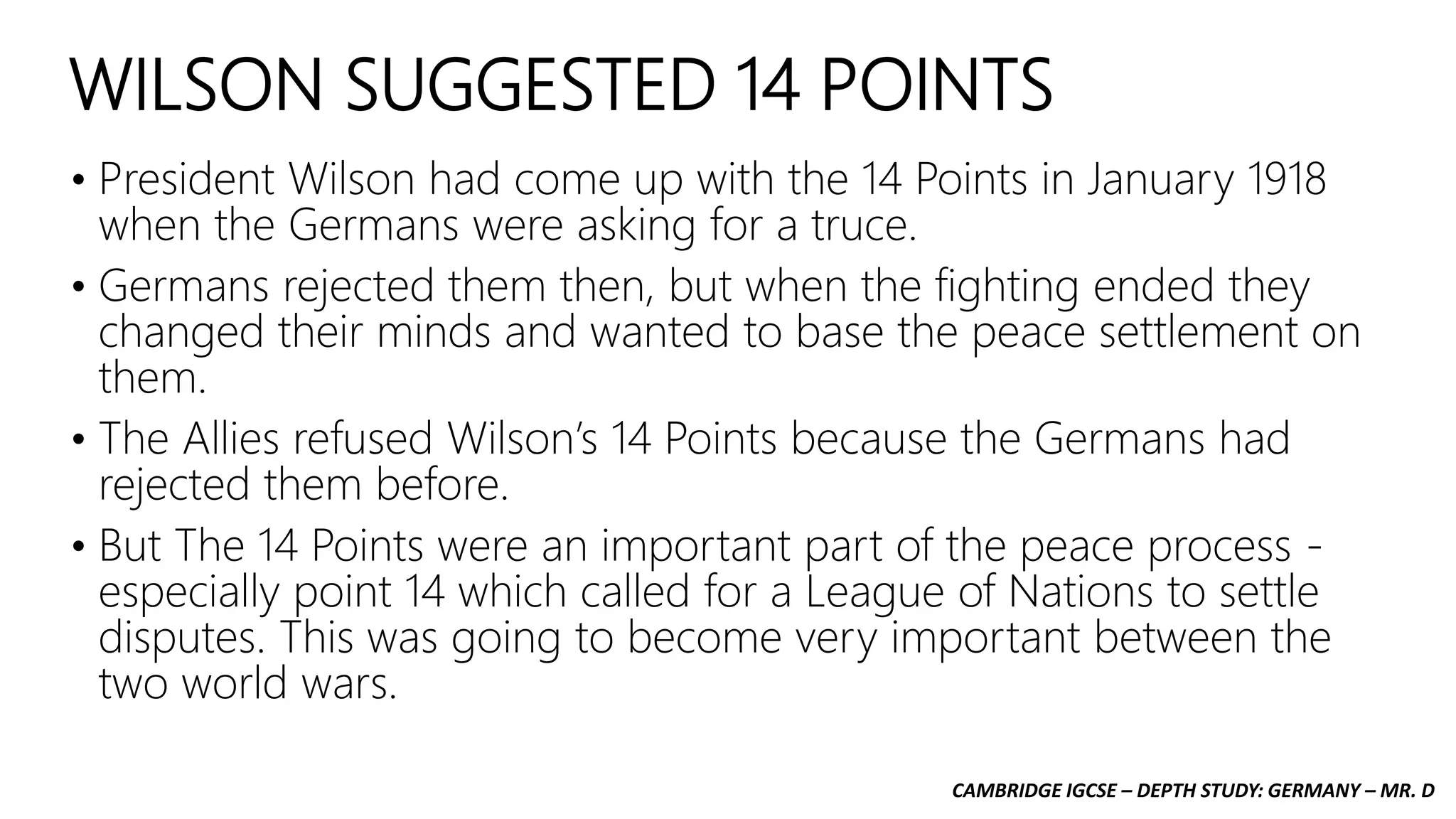 IGCSE REVISION - PEACE TREATIES: THE PEACE SETTLEMENT | PPTX