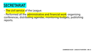 HISTORY IGCSE CONTENT - 20TH CENTURY OPTION - LEAGUE OF NATIONS: HOW ...