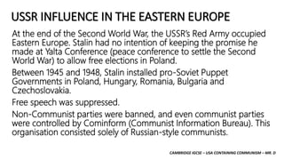 HISTORY IGCSE CONTENT - 20TH CENTURY OPTION - USA CONTAINING COMMUNISM ...