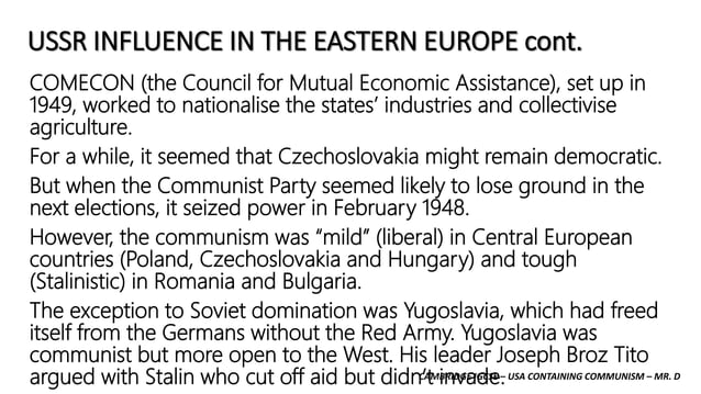 HISTORY IGCSE CONTENT - 20TH CENTURY OPTION - USA CONTAINING COMMUNISM ...