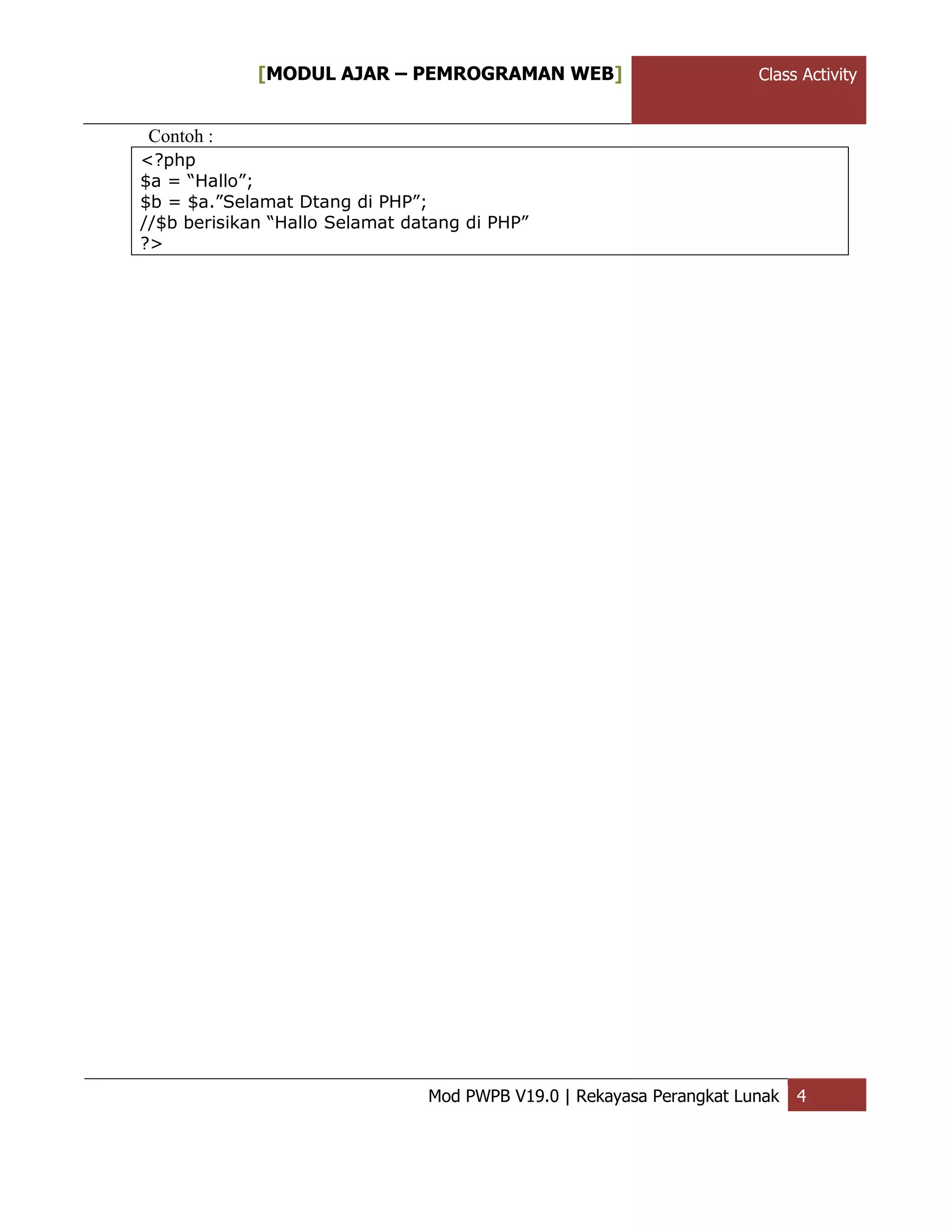 variabel dan tipe data PHP | PDF