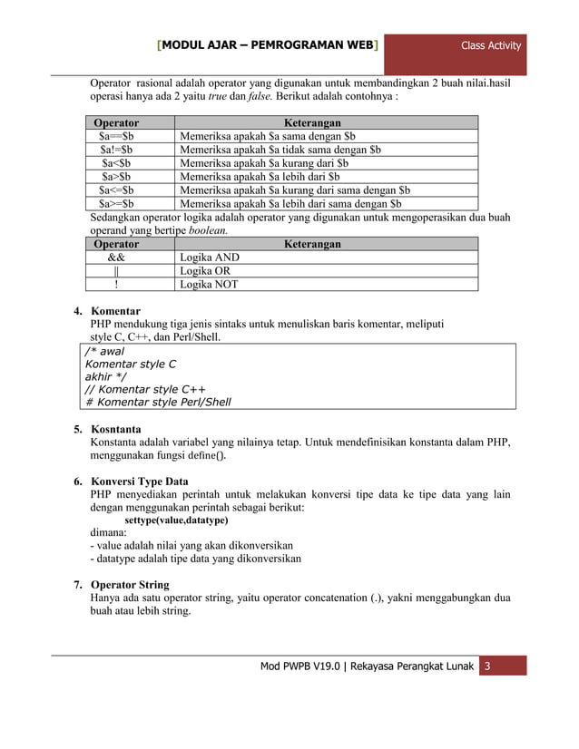 variabel dan tipe data PHP | PDF