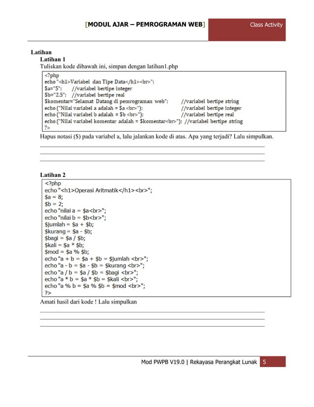 Variabel Dan Tipe Data Php Pdf
