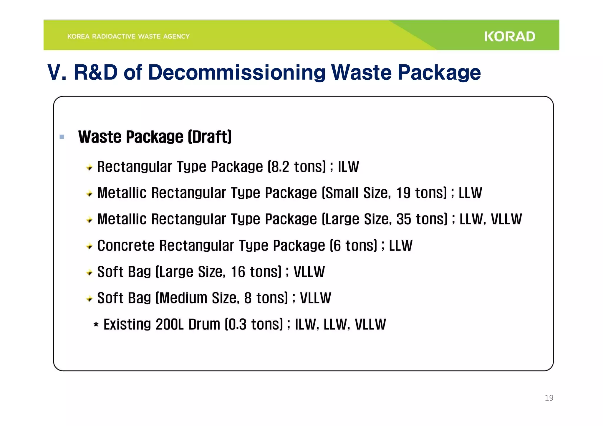 01 (2019.08.30) decommissioning waste management plan in korea(korad) | PDF