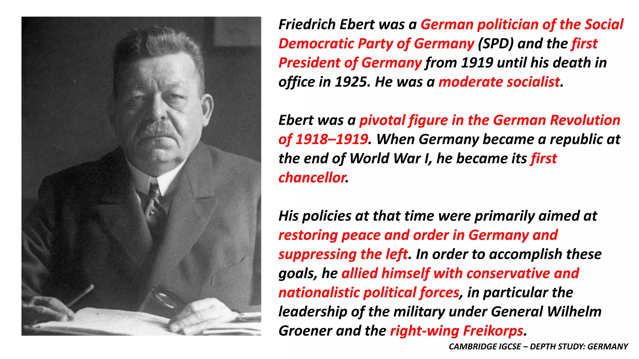 DEPTH STUDY GERMANY: HOW DID GERMANY EMERGED FROM DEFEAT AT THE END OF ...