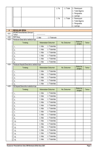 Kuesioner SGDs Desa Insana Barat Tingkat Desa | DOCX