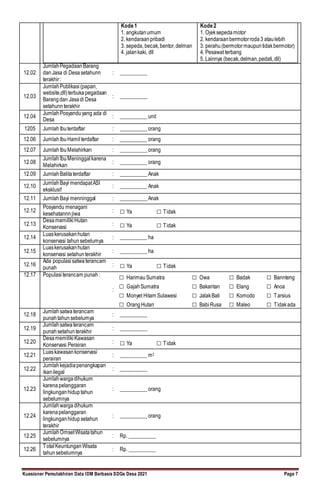 Kuesioner SGDs Desa Insana Barat Tingkat Desa | DOCX