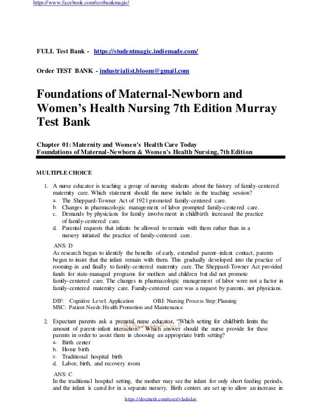 Foundations Of Maternal Newborn And Women's Health Nursing | HEALTH CENTER