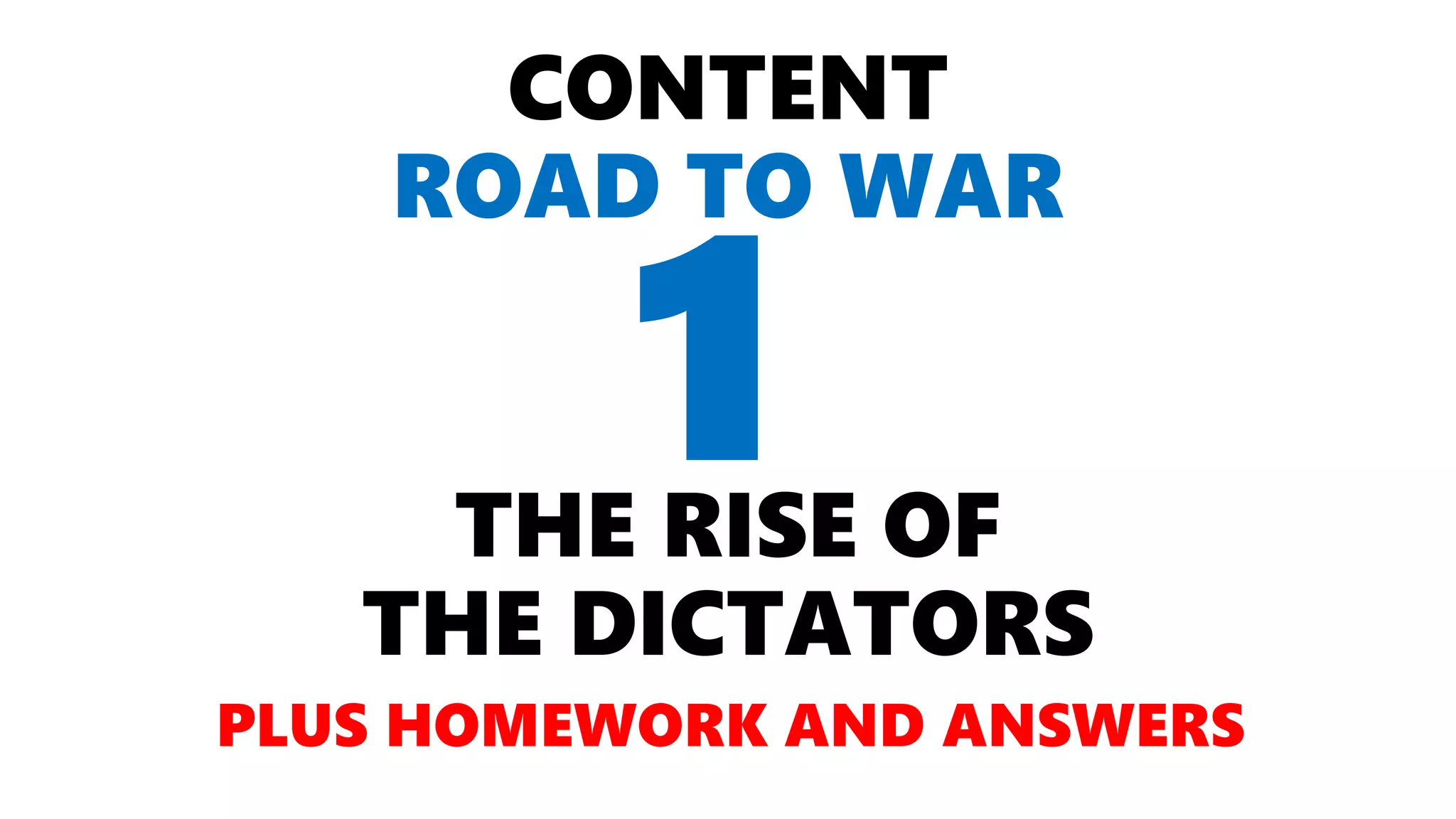 THE ROAD TO WAR 1939 - THE RISE OF THE DICTATORS | PPT