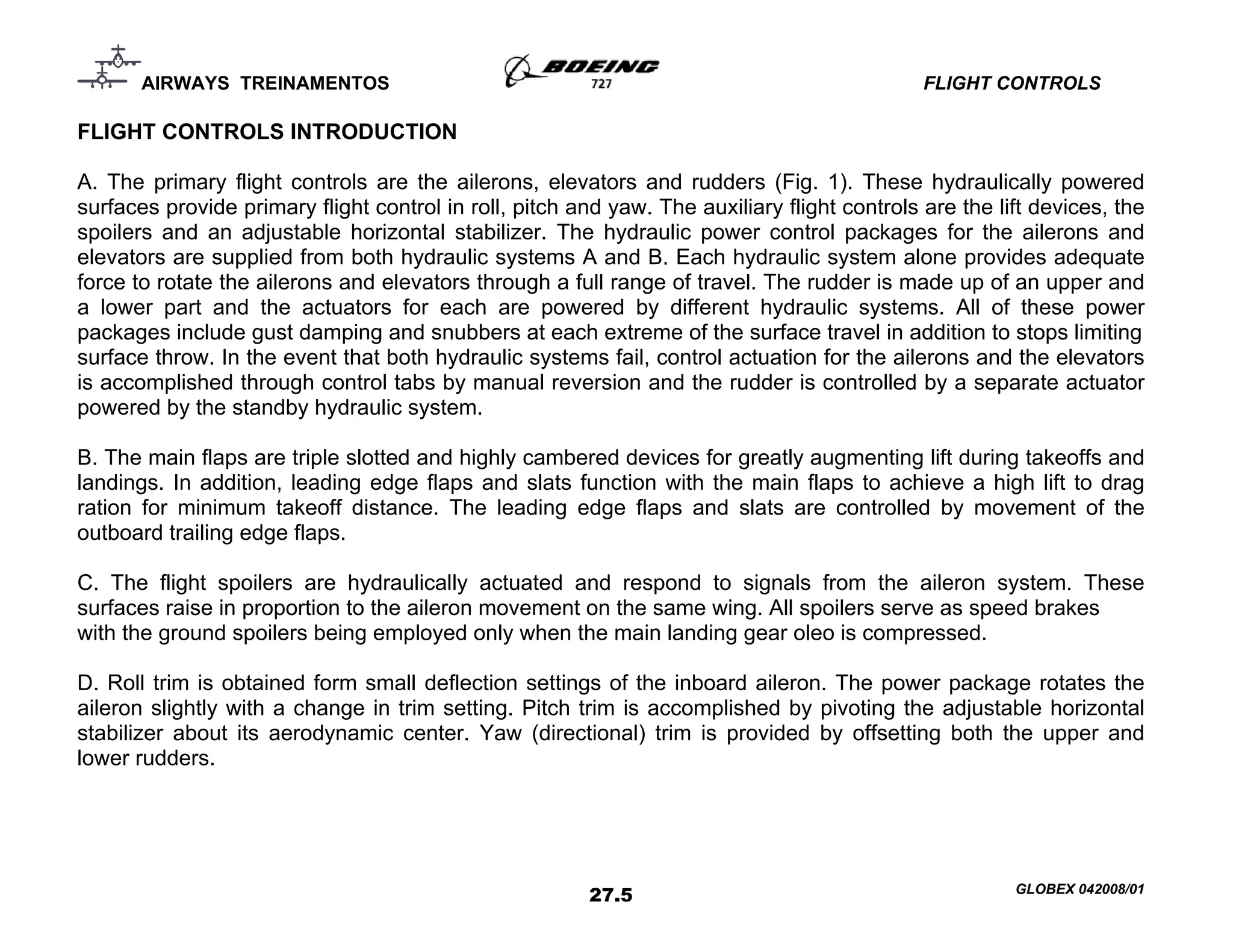 01. boeing 727 ata 27 - flight controls | PDF