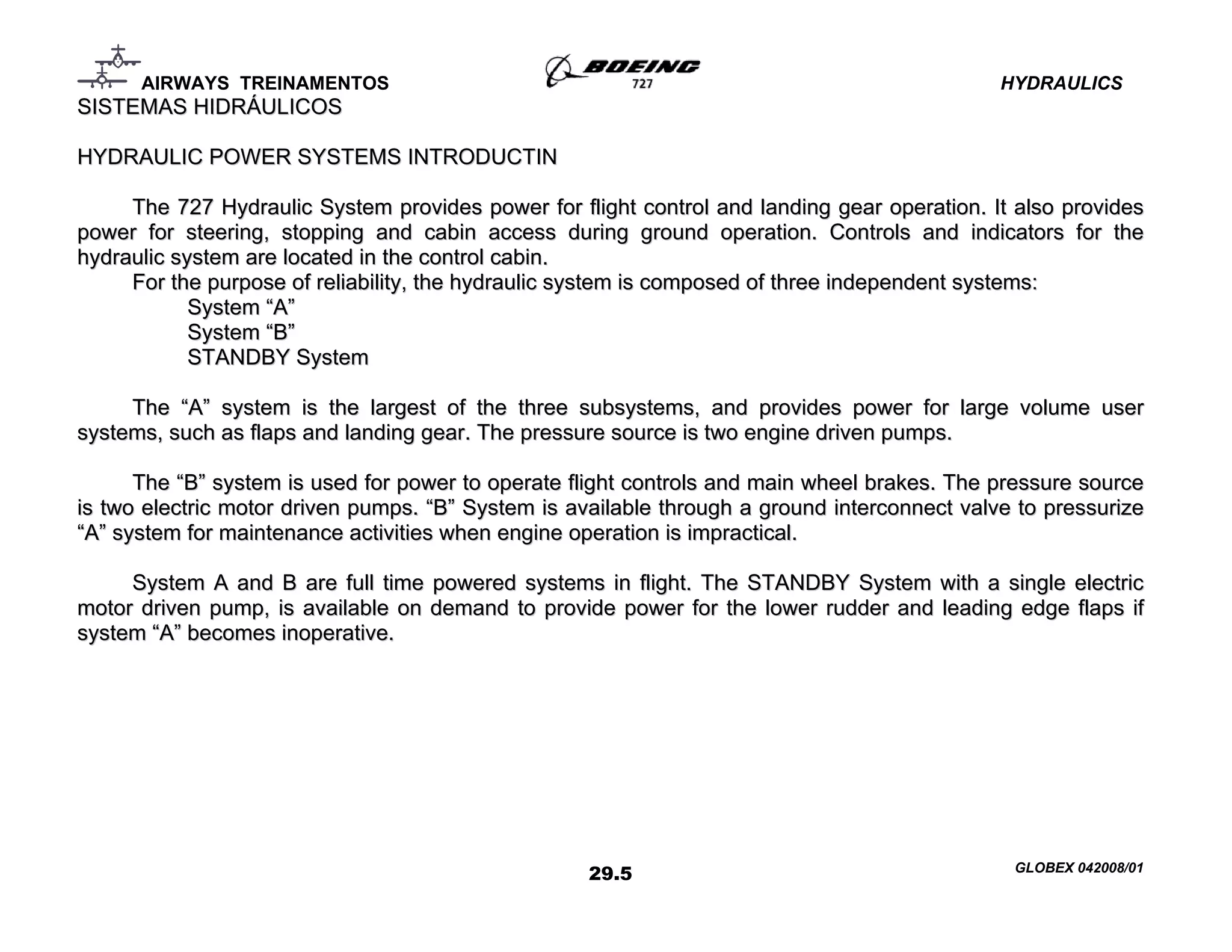 01. boeing 727 ata 29 - hydraulics. | PDF