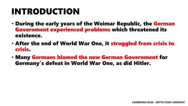 01. GERMANY - DEPTH STUDY: EMERGING FROM THE DEFEAT | PPTX