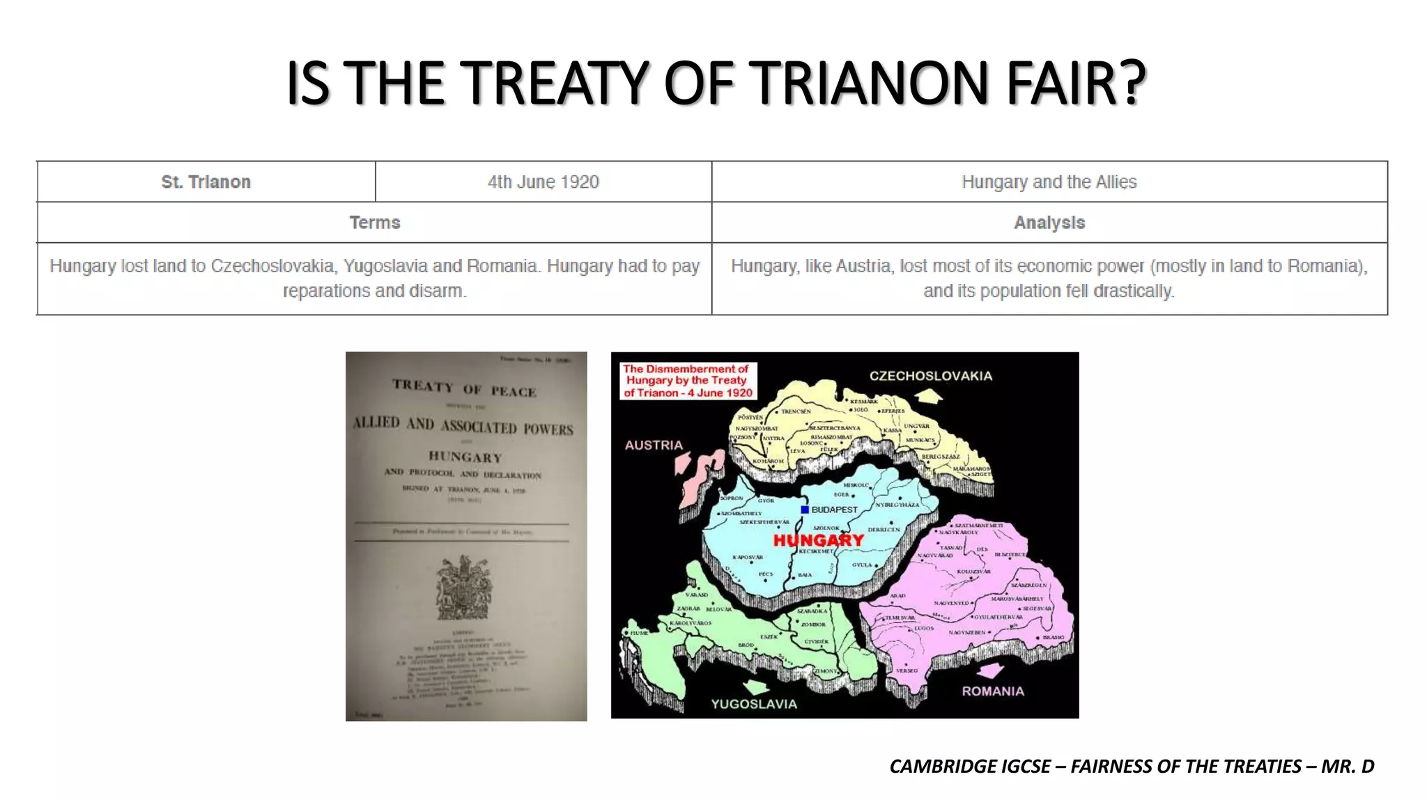 01. IGCSE HISTORY - PAPER 2: Revision Fairness of the Treaties.PPTX
