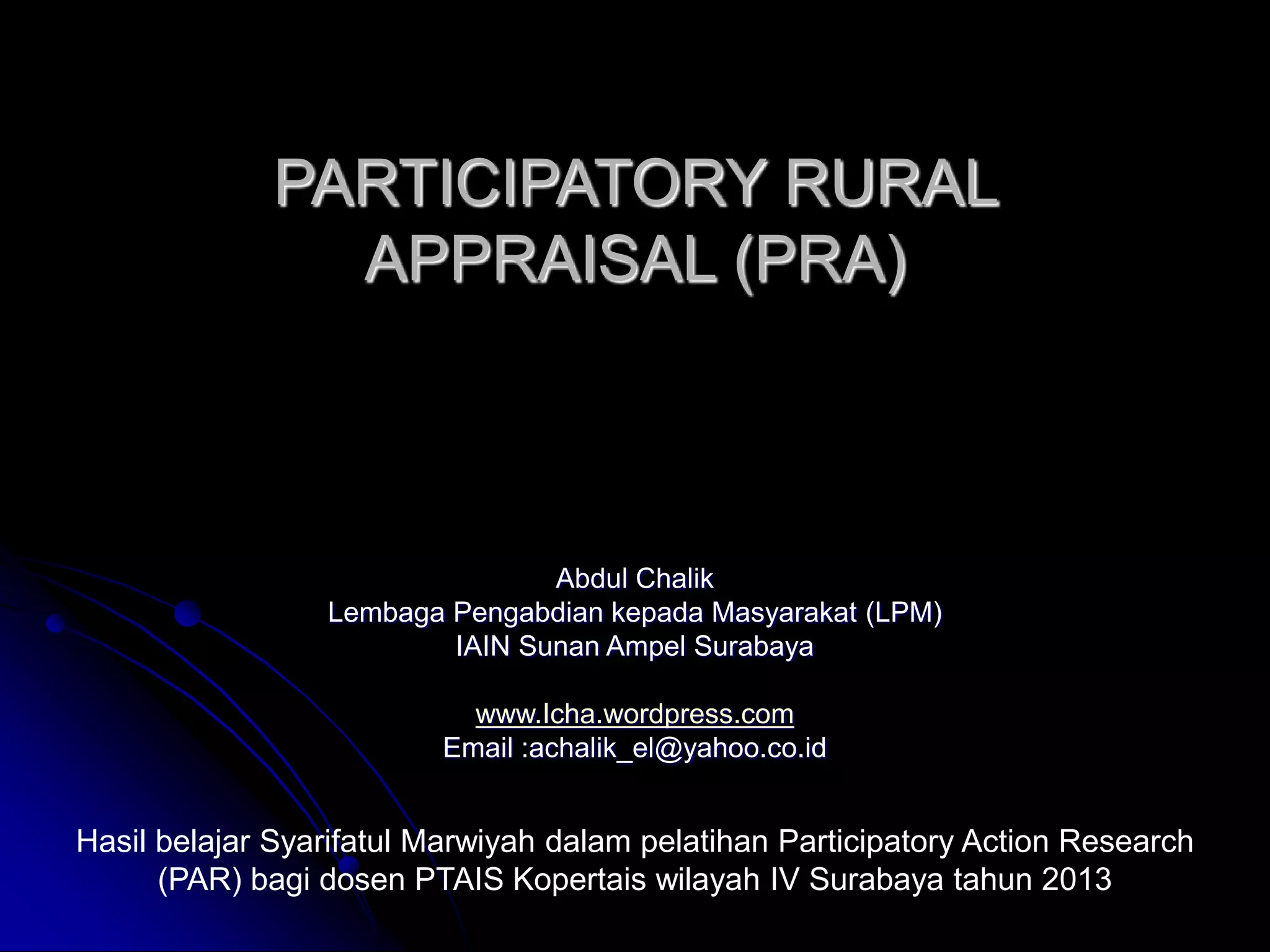 01. PRA (Participatory Rural Appraisal).ppt