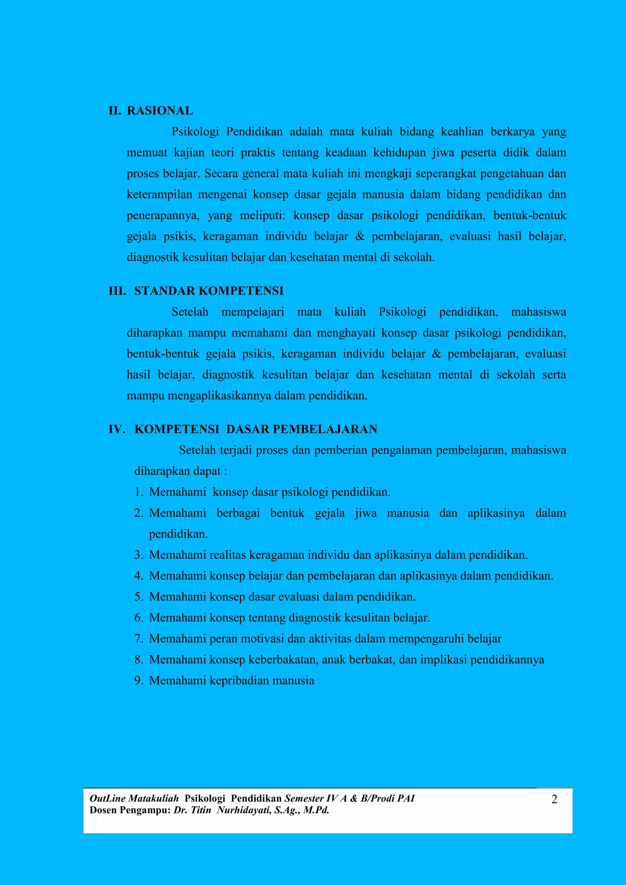 01. Outline Psikologi Pendidikan PAI UAS.DOC