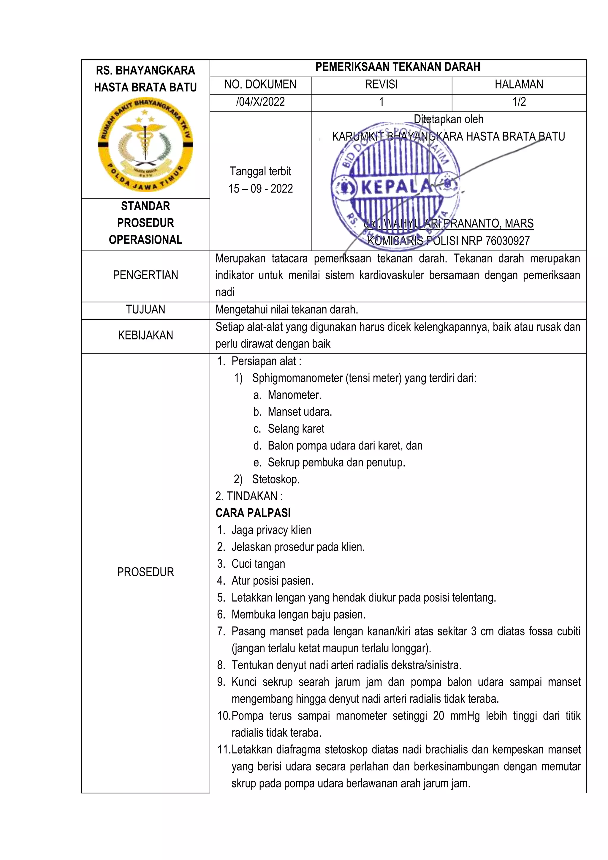 01. SOP Pemeriksaan Tekanan Darah Revisi.doc