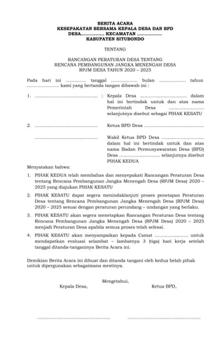 01.a.. BA. Kesepakatan Pemdes dan BPD.doc