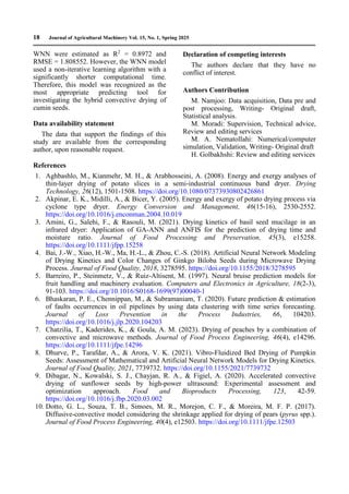 Artificial Neural Network (ANN) Modeling of Plasma and Ultrasound-assisted Air Drying of Cumin ...