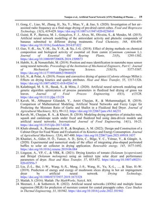 Artificial Neural Network (ANN) Modeling of Plasma and Ultrasound-assisted Air Drying of Cumin ...