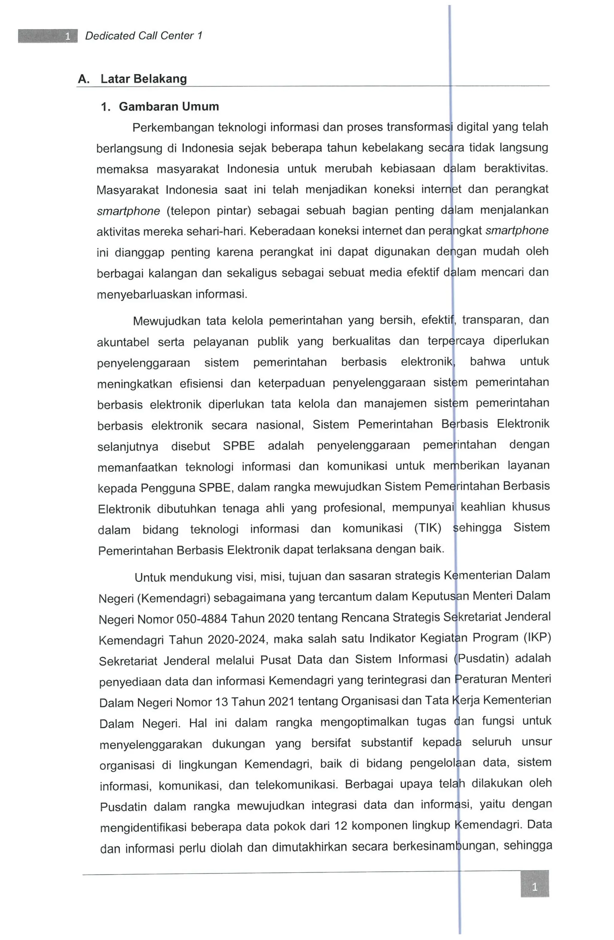 Contoh Kerangka Acuan Kerja Dedicated Call Center | PDF