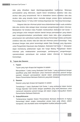 Contoh Kerangka Acuan Kerja Dedicated Call Center | PDF